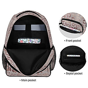 Backpack School Bookbag Leopard Print Cheetah Rose Gold Schoolbag with Water Bottle Pocket Medium