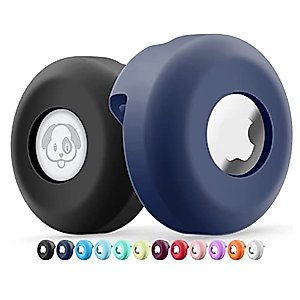 Airtag Dog Collar Holder [2 Pack] Silicone Waterproof Protective Air Tag Cat Collar Cover, Anti-Lost Locator Case for Apple Airtags Compatible with Pet Collars Loop Dogs Cats & Pets Accessories