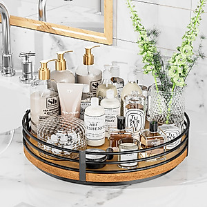 12" Lazy Susan Turntable Organizer - Oak Wood Lazy Susan for Cabinet Kitchen Countertop Dining Table Pantry Cupboard Bathroom Coffee Bar Storage Spice Rack Home Decor