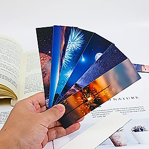 MWOOT 30 Star Sunset Paper Bookmark, Starry Galaxy Universe Page Clip Paper Bookmark Set, Creative Stars Embellished Paper Bookmarks Gifts for Book Friends as Reading Markers (15 x 4 cm, 30 Styles)
