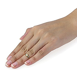 DoubleAccent 14K Gold Ring Round CZ Heart Yellow Gold Ring Size 2 To 5