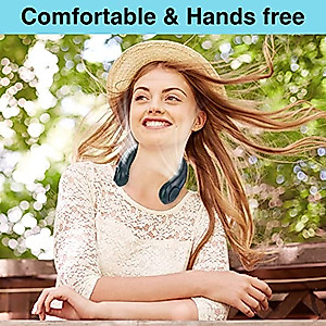 Shiyinvie Portable Neck Fan, Personal Wearable Fan Hands Free USB Rechargeable Battery 3 Speed Bladeless Fans Suitable for Office Outdoor Travel (Green)