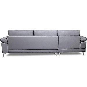 Restar Sectional Couch Left-Hand Facing, L-Shaped Couch for Family Living Room, Modern Large Velvet Sectional Sofa with an Extra-Wide Chaise Lounge (Light Grey)