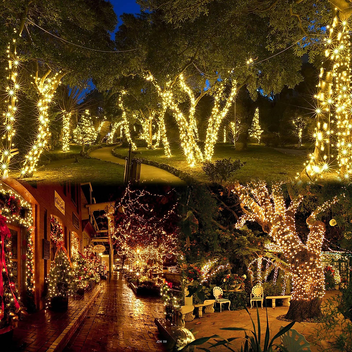 OZS 2 Pack 144FT 400LED Solar String Lights Outdoor, Waterproof 8 Modes Solar Outdoor Tree Lights,Green Wire Solar Lights Outdoor for Garden, Patio, Party, Wedding, Christmas Decorations (Warm White)