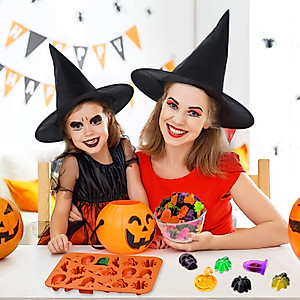 AIERSA Halloween Candy Gummy Molds, 2 Pcs Halloween Silicone Mold with 1 Pcs Dropper for DIY Halloween Gummies, Candy, Jelly, Chocolate, Jello