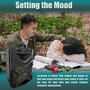 Iburst Portable Bluetooth PA Speaker System Rechargeable Outdoor Subwoofer, Microphone in, Party Lights, USB, Radio, Wired Microphone + Remote Stereo Loud Sound (IB12)