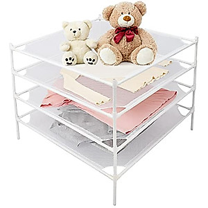 johgee Clothes Drying Rack, 4-Layer Sweater Laundry Drying Rack, Mesh Drying Rack Clothing for Indoor & Outdoor,White