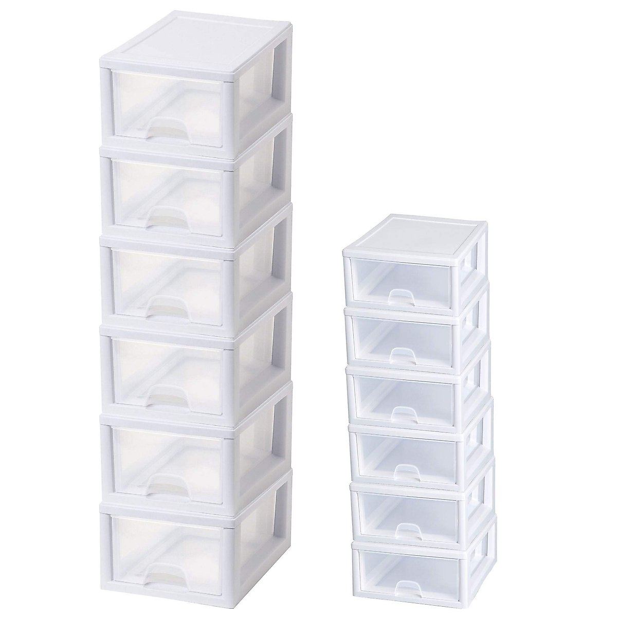 Sterilite 16 Quart Clear Plastic Stacking Storage Drawer Container Box (6 Pack) + 6 Quart Storage Drawer Container Box (6 Pack)