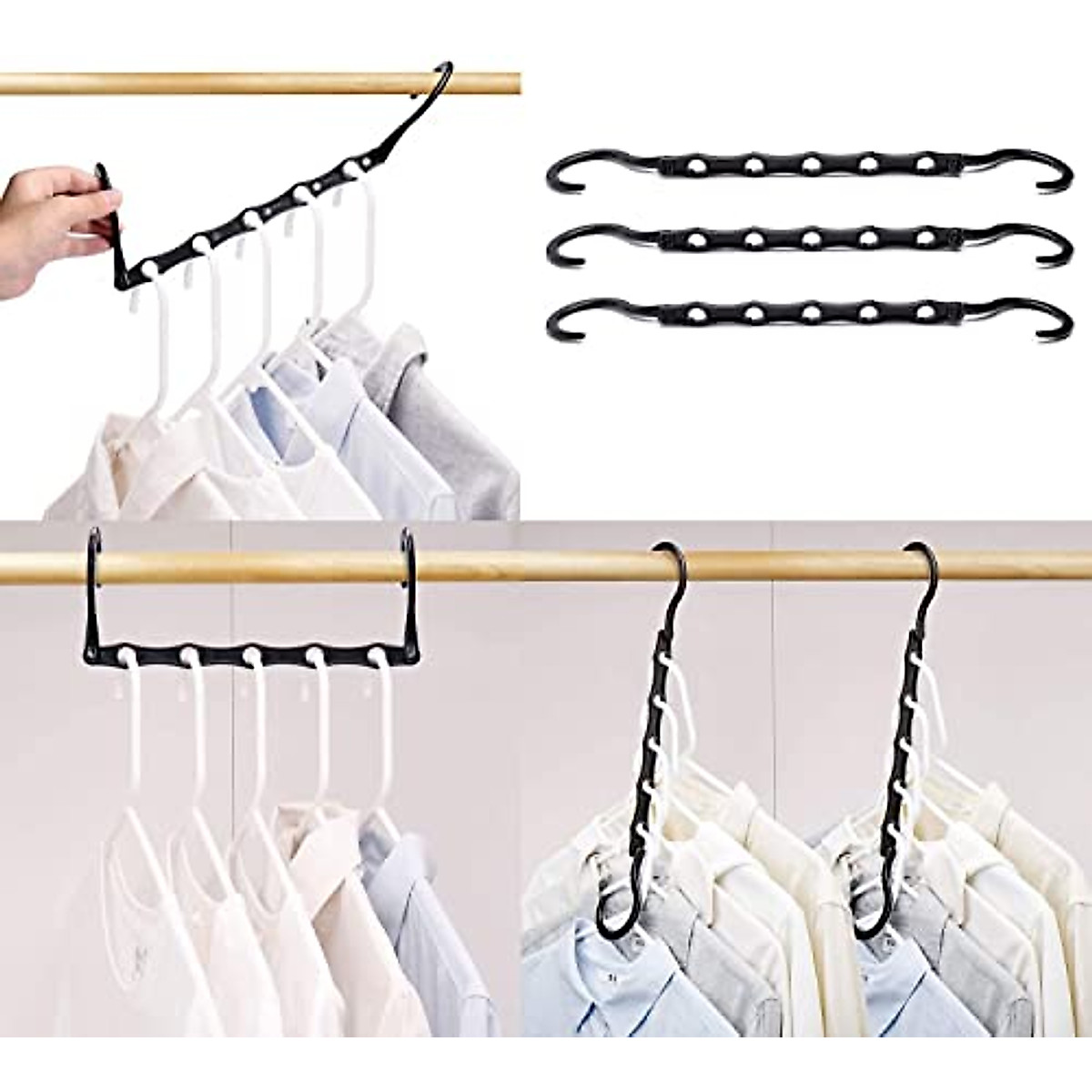 HOUSE DAY Black Magic Hangers 10 Pack and Black Velvet Hangers 50PK，Space Saving Hangers Set