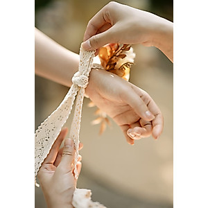 Ling's Moment 6pcs Homecoming Wedding Wrist Corsage Artificial Flowers, Girl/Mother Prom Corsages Wristlet Décor, etc. Boho Dried Rustic