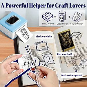 PokeLabel Portable Mini Sticker Printer, M02D Portable Wireless Printer with 1 Roll Paper, Compatible with iOS Android, Pocket Printer for Small Business, Bullet Journal, Work Plans, Memos