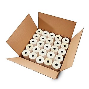 ShopSmartOnline - (Honey Comb Core) Two Ply Carbonless Rolls 3" X 95 Feet, White/Yellow (50 Rolls - 1 Case) Kitchen Printer Paper Rolls Required Sp700 Printer Ribbon Or Printer Ribbon ERC 30/34/38