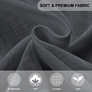 Kinryb Dark Grey Linen Sheer Curtains 95 inch Length for Living Room Soft Grommet Top Extra Long Semi Sheer Window Treatment Privacy Curtain Sets for Bedroom Dark Grey 52”W x 95”L 2 Pieces