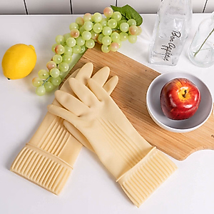 Mamison Quality Non-Slip Reusable Rubber Gloves. Kitchen & Cleaning House Hold (White Medium (2 Pairs))