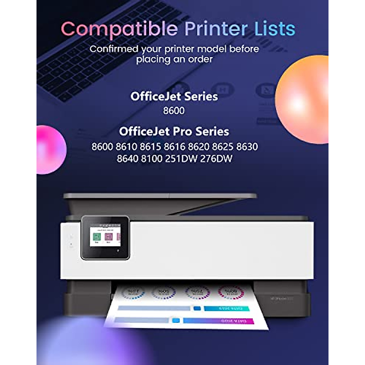 【5-Pack Larger Capacity】 950XL and 951XL Ink cartridges Combo Pack, Replacement for HP 950 951 XL Ink Cartridges Works with OfficeJet Pro 8600 8610 8620 8625 8630 8100 Printer Ink (2BK/1C/1M/1Y)