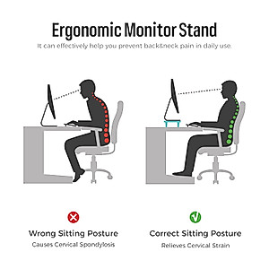 loukin Monitor Stand Riser for Desk, 22.4" x 8.3" Larger Computer Stand for Laptop, PC, Printer, Sturdy Desktop Computer Shelf with Non-Skid Rubber, Home Office, Natural Wood