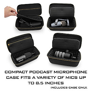 CASEMATIX Studio Case Compatible with Rode PodMic, Shure SM7B Microphone and Other Large Podcast Mics with XLR Recording Accessories - Includes Podcasting Mic Bag Only