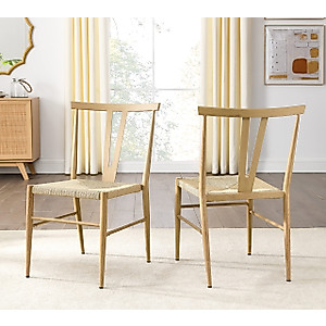 Melpomene 5 Pieces Rattan Wicker Dining Table Set with 44" Round Table Glass Top and Four Chairs,for Kitchen, Living Room and Dining Room