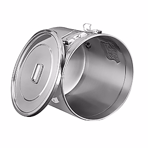 DYNAMI 304 Stainless Steel Airtight Canister, 3.2Gal Canisters Container with Lids and Sturdy Locking Clamp,Bucket Food Storage Containers Airtight for Rice, Flour, Grain, Coffee Bean(12L)