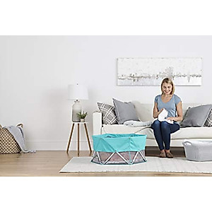 Regalo On-The-Go Baby My Play, Portable Play Yard, and Activity Mat, Indoor & Outdoor, Includes UPF Canopy with Toys, Padded Bottom and Carry Case