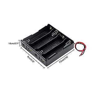 Aokin 4pcs 18650 Battery Holder Bundle with Wire 18650 Battery Holder Case 3.7V, 1/2/3/4 x 3.7V Series DIY Battery Storage Boxes, 1/2/3/4 Slots Black Plastic Batteries Case for 18650 Battery