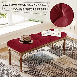 FINDEN Tufted Bench Cushion 36 inch - Non-Slip Bottom, Long Cushion for Window Patio Piano Storge Garden Indoor/Outdoor Furniture Seat, (36x14x4), Red