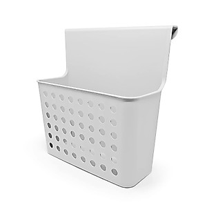 plastific Over Cabinet Kitchen Storage Organizer Holder or Basket - Hang Over Cabinet Doors in Kitchen/Pantry - Holds Bakeware, Cookbook, Cleaning Supplies (White, 13 x 25 x 26)…