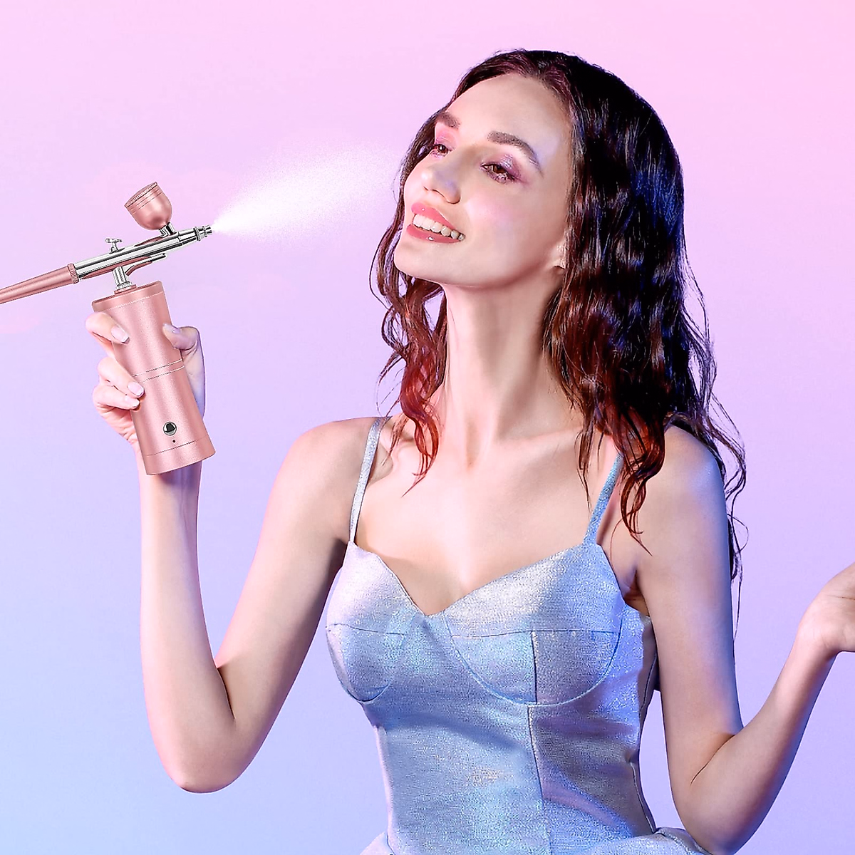 Yofuly Nail Airbrush Machine, Mini Airbrush Kit Handheld Cordless Airbrush for Nails Art, Makeup, Model Painting, Cake Decor, Model Painting, Rechargeable Spray Airbrush Gun with 2 Capacity Cups