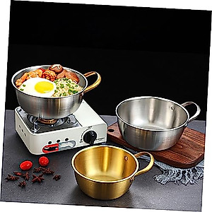 Tofficu 1pc Stainless Steel Noodle Bowl Stainless Steel Cookware Dumpling Steamer Instant Hotpot Korean Ramen Cooking Pot Ramyun Pot Ramen Soup Pot Single Ear Noodle Pot Household Cookware