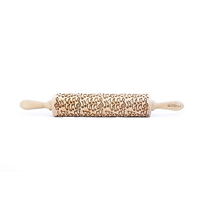 Rolling Pin Embossed with CRAZY NOTES Pattern for Baking Engraved Cookies Size Large 16.9 inch