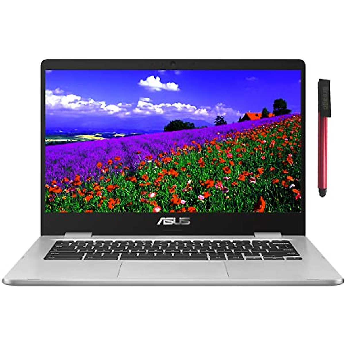 ASUS 14 C424MA Chromebook Laptop, 14" FHD Anti-Glare, Intel Celeron N4020 Processor, 4GB LPDDR4 RAM, 128GB eMMC, 802.11AC WiFi, Bluetooth 5.0, Type-C, Webcam, Silver, Chrome OS, 64GB Flash Drive