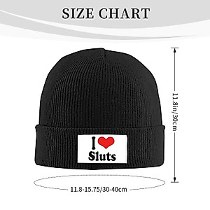I Love Sluts Gifts Beanie Hat Men Skull Cap Women Knitted Hat Slouchy Stocking Hat Knit Stretchy Cap Black
