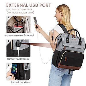 LOVEVOOK Laptop Backpack for Women, 15.6 Inch Work Business Backpacks Purse with USB Port, Large Capacity Nurse Bag College Bookbag for School, Waterproof Casual Daypack for Travel