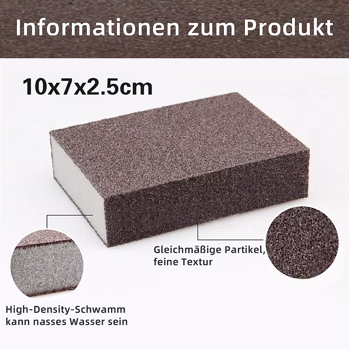 Foamworld 6Pcs Emery Sponge, Nano Carborundum Sponge, Hand Sanding Block, Kitchen Cleaner Tool, Wet and Dry Dual-use, Durable Thick Sanding Sponge Descaling Rust for Home Dish (3.9x2.8x1in)