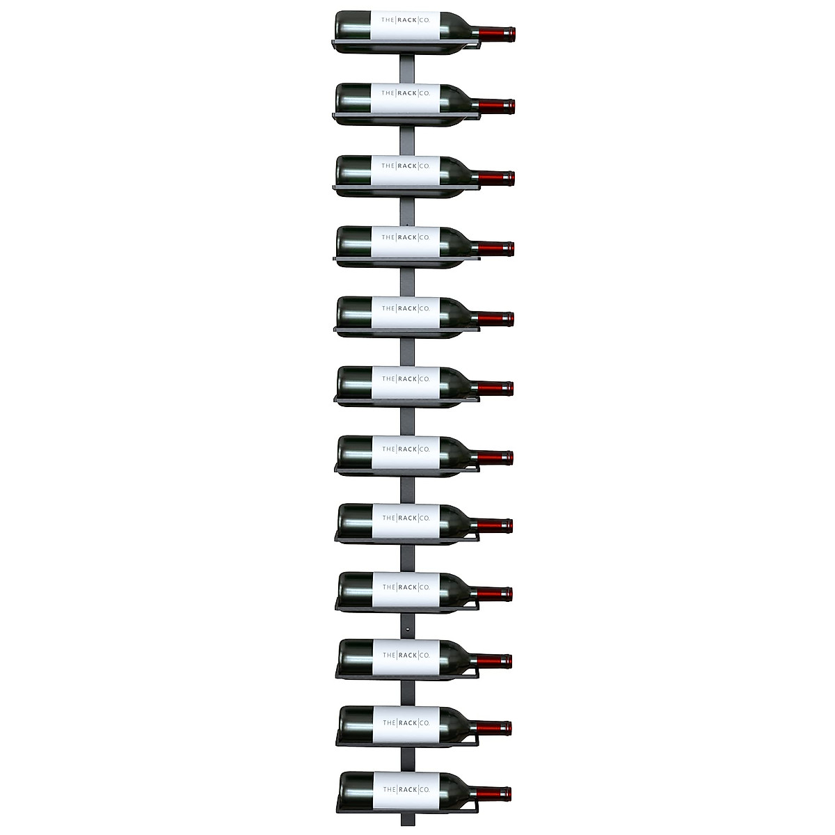 TheRackCo. Wall Series - Center Frame Metal Wall Mount Wine Bottle Rack, Black (6 Bottles)