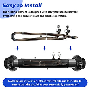 Adabuing 5.5KW 240V Titanium Hot Tub Spa Heating for Universal Heating Element Replacement for Flo-Thru, Also fit for Balboa Spa Heater Element and Spas Electric Heaters Or Swimming Pools -(10 inch)