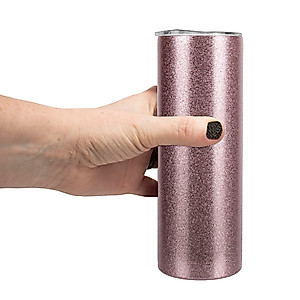 Elanze Designs Cheetah Animal Print Wrap-Around Design 20 Ounce Insulated Stainless Steel Coffee Travel Tumbler Mug Cup, Slide Top Lid & Reusable Straw, Bubblegum Pink Glitter