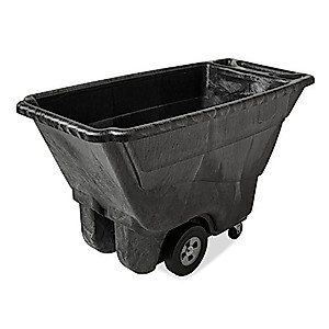 Rubbermaid Commercial Products Tilt Dump Truck, 450 lbs 1/2 Cubic Yard Heavy Load Capacity with Wheels, Trash Recycling Cart, Black