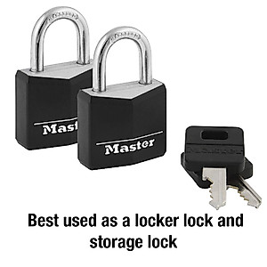 Master Lock 131T Covered Aluminum Padlocks, 2 Pack, Keyed Alike, Black, 2 Count