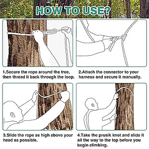 Hunter Reflective Safety Rope for Tree Stand 30ft 9ft - Heavy Duty 1300 Lb Rated Hunting Linemans Lifeline Rope with Adjustable Prusik Knot, Durable Tree Tether for Tree Harness