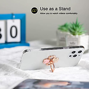 [2 Pack] Lucky Four Leaf Clover Cell Phone Ring Holder Stand, 360 Degree Rotation Finger Ring Kickstand with Polished Metal Phone Grip for Magnetic Car Mount, Smartphone Accessories（Rose Gold）