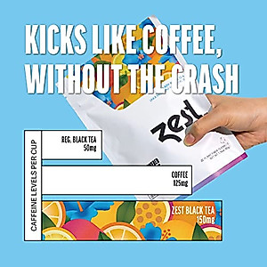 Zest 150mg High Caffeine Energy Leaf Blend - Blue Lady Black Tea - 20 Pack Bag - Hot or Iced - All Natural Strong Flavored Healthy Coffee Alternative Highly Caffeinated Substitute - Perfect for Keto