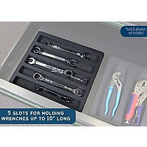 Polar Whale Tool Drawer Organizer Wrench Holder Insert Black Durable Foam Tray 5 Pockets Holds Wrenches Up to 10 Inches Long Fits Craftsman Husky Kobalt Milwaukee Many Others