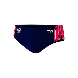 TYR Men's Phoenix Splice Water Polo Suit, Navy/Red, Size 34