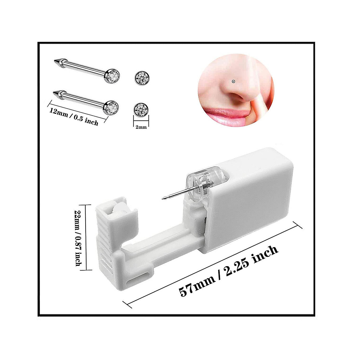 SLVIEKAE 18 Pcs Nose Piercing Kit, Disposable Nose Piercing Kit Self Nose Piercing Kit, at Home Nose Piercing Kit with L Shaped Stud (18 Pack)