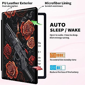 Case for Amazon Fire 7 (7 inch, 9th/7th/5th Generation, 2019/2017/2015 Release), 360 Degree Multi-Viewing Angles Adjustable Stand PU Leather Cover, Pistol Rose