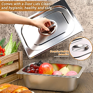 Thenshop 8 Set Stainless Steel Hotel Pans Steam Table Pan with Lids 4 inch 1/2 Half-Size Restaurant Pans Anti Steam Table Pan for Hotel Food Buffet Event Catering Supplies (Classic)