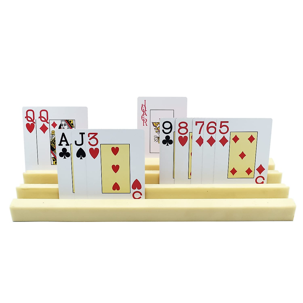 Yuanhe Plastic Domino Card Holders - Dominoes Tile Stand Organizer and Playing Card Game Racks/Trays, Set of 4