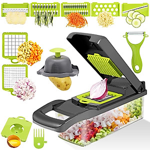vegetable chopper, 12 in 1 Hand Held Multifunctional vegetable cutter, fruits slicer and egg white separator