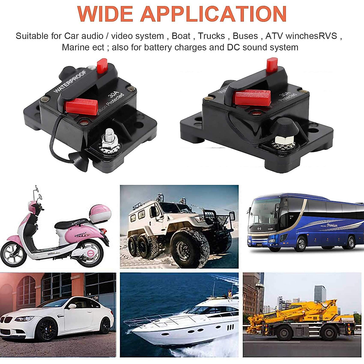 Erayco 150 Amp Circuit Breaker with Manual Reset for Car Marine Trolling Motors Boat ATV Manual Power Protect for Audio System Fuse, 12V-48VDC, Waterproof (150A)